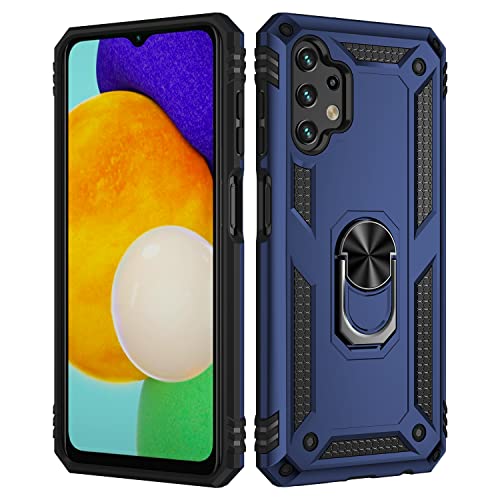 for Samsung Galaxy A13 4G Case with Screen Protector,Kickstand Heavy Duty Protection Dual Layer Shockproof Military Drop Proof Protective Cover Phone Case for Samsung A13 4G (Blue)