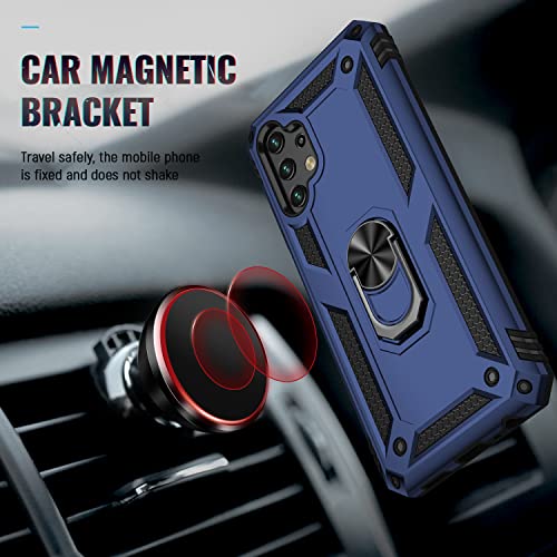 for Samsung Galaxy A13 4G Case with Screen Protector,Kickstand Heavy Duty Protection Dual Layer Shockproof Military Drop Proof Protective Cover Phone Case for Samsung A13 4G (Blue)