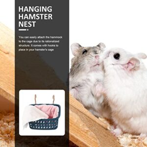 POPETPOP Hamster Plaything Rat Hammock Hanging Basket with Cushion Blanket Hamster Warm Bed Cage Habitats Plush Hideout Pet Cage Accessories for Squirrel Rat Guinea Pig Blue Pet Hanging Hammock