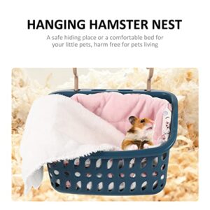 POPETPOP Hamster Plaything Rat Hammock Hanging Basket with Cushion Blanket Hamster Warm Bed Cage Habitats Plush Hideout Pet Cage Accessories for Squirrel Rat Guinea Pig Blue Pet Hanging Hammock