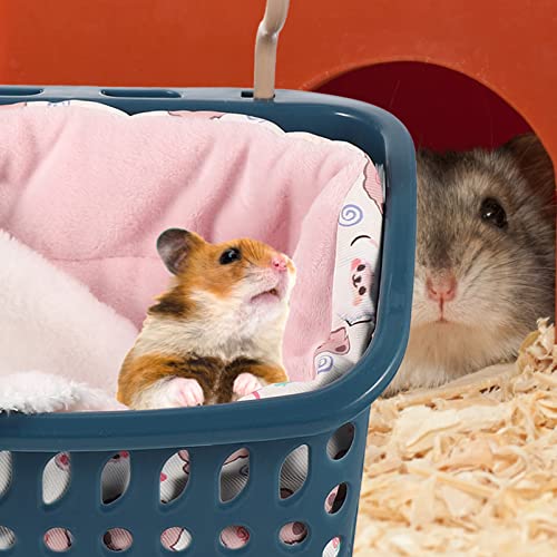 POPETPOP Hamster Plaything Rat Hammock Hanging Basket with Cushion Blanket Hamster Warm Bed Cage Habitats Plush Hideout Pet Cage Accessories for Squirrel Rat Guinea Pig Blue Pet Hanging Hammock