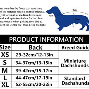 Dachshund Coats Waterproof, Perfect for Dachshunds, Sausage, Weiner Dog Winter Coat with Padded Fleece, Puppy Snowsuit with Adjustable Bands and High Vis Reflective Trim - Navy - XS