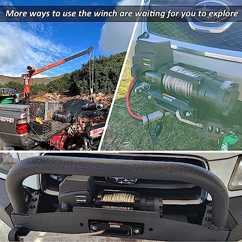 Zostera Electric Winch 12v 6000lbs Boat Trailer Winch with Remote Synthetic Rope 1/4 in x 55 ft Hook Wireless Remote Handlebar Switch, Automatic Braking, Waterproof, for ATV UTV Powersports Off Road