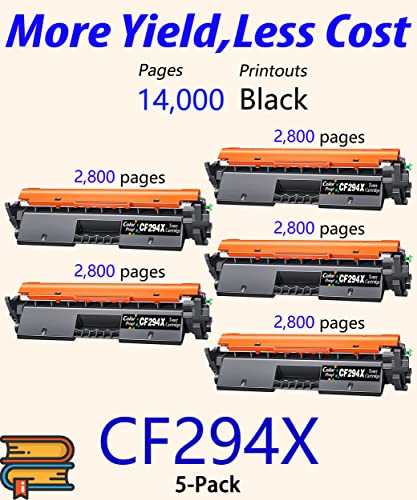 Color Print Compatible 94X Toner Cartridge 94A Replacement for HP CF294X CF294A 294X 294A Used for Laser Jet Pro MFP M148fdw M148dw M118dw M118 M148 M149 148dw 148fdw 118dw Printer (5-Pack, Black)