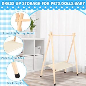 Juexica 2 Pcs Baby Clothes Rack Kids Clothing Rack Dress up Storage Garment Rack Wooden Clothes Organizer with Storage Shelf for Baby Pets Dolls (Beige, 20.5" L x 11.8" W x 29.5" H, Medium)