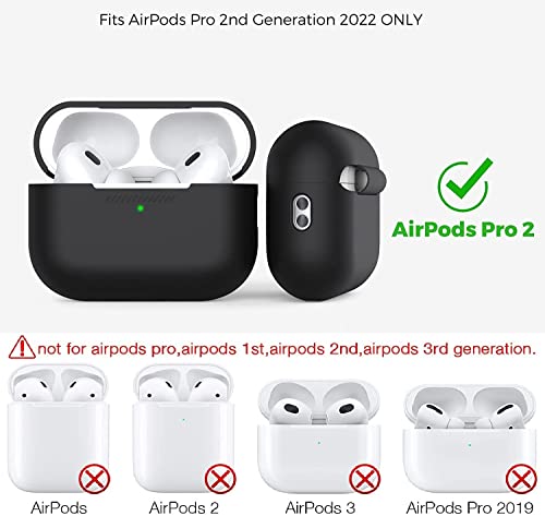 for Airpods Pro 2nd Generation Case Cover 2022, Soft Silicone Skin Cover Shock-Absorbing Protective Case with Keychain for New Apple Airpods Pro Case [Front LED Visible]