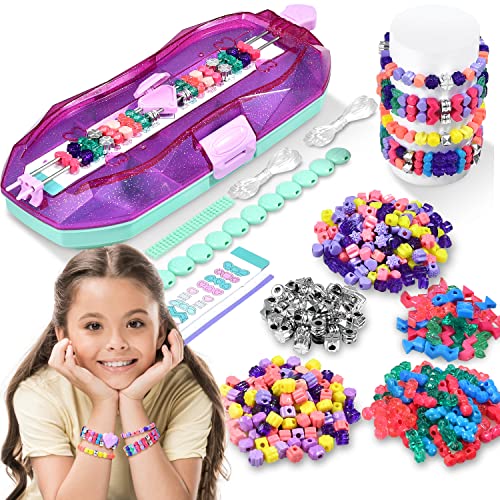 Bracelet Making Kit-BELLOCHIDDO Beads for Bracelets Making with Elastic Strings, Bracelet Making Kit for Girls with Storage Box, DIY Girls Toys for Age 3 4 5 6 7 8 9 10 Year Old Gift