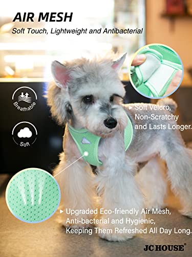 JC HOUSE Small Dog Harness, No Pull Lightweight Step-in Dog Vest, No Choke Escape Proof Reflective Soft Air Mesh Harness for Puppies & Cats Walking, Running Training and Daily Use, Green, S (M3S)