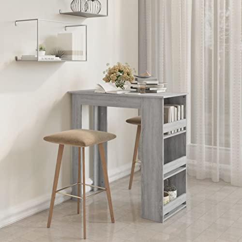 Queen.Y Dining Table Set Kitchen Bar Table with 3 Storage Racks Wood Counter Height Table Top with Dining Room Home (Grey, 40.2"x19.7"x40.7")