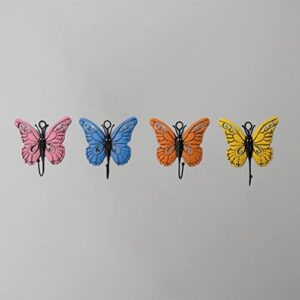 JfwuHap Butterfly Wall Hooks Wall Mounted ，4Pcs Wall Hooks Decoration Creative Butterfly Iron Hook for Hanging Coat/Hat/Key/Towel/Handbag Hooks/Hangers Room Wall Home Decor