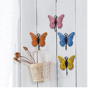 JfwuHap Butterfly Wall Hooks Wall Mounted ，4Pcs Wall Hooks Decoration Creative Butterfly Iron Hook for Hanging Coat/Hat/Key/Towel/Handbag Hooks/Hangers Room Wall Home Decor