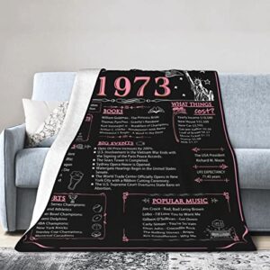 Spanoous 50th Birthday Gifts for Women,1973 Birthday Gifts for Women,50th Birthday Blanket for Women,50th Wedding, 50th Anniversary Blanket,Back in 1973 Blankets Pink 60x50