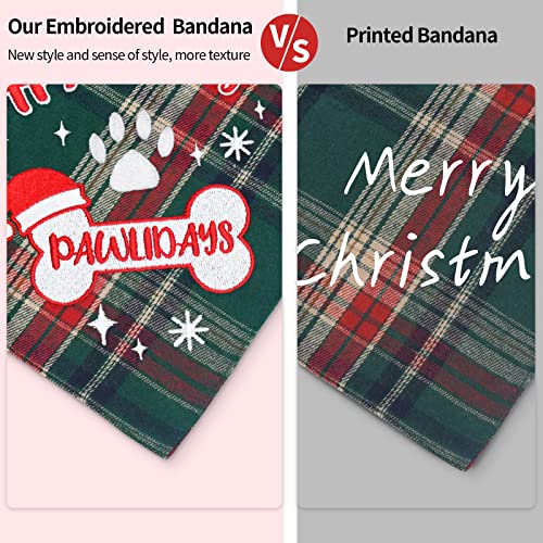 Malier Dog Christmas Bandana Reversible Embroidered Dog Bandana Classic Buffalo Plaid Pet Dog Scarf Multiple Sizes Dog Pet Triangle Bibs Kerchief for Small Medium Large and Extra Large Dogs Cats Pets