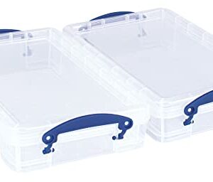 Really Useful Box 2.5 Litre Plastic Storage Box Clear (Pack of 2)