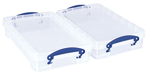 Really Useful Box 2.5 Litre Plastic Storage Box Clear (Pack of 2)