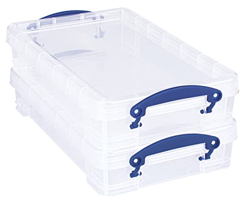 Really Useful Box 2.5 Litre Plastic Storage Box Clear (Pack of 2)