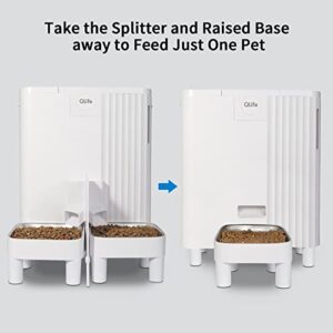 QLIFE Automatic Cat Dog Feeder: Dry Food Dispenser for Dog, Auto Pet Feeder, Portion Control Automatic Dog Feeder (White WiFi, 6L)