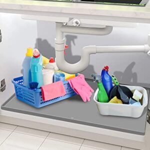 Under Sink Mat Waterproof 28"x22" Kitchen Cabinet Mat - Silicone Under Sink Liner Drip Tray with Drain Hole for The Kitchen, Bath, and Laundry Cabinets