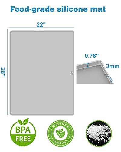 Under Sink Mat Waterproof 28"x22" Kitchen Cabinet Mat - Silicone Under Sink Liner Drip Tray with Drain Hole for The Kitchen, Bath, and Laundry Cabinets