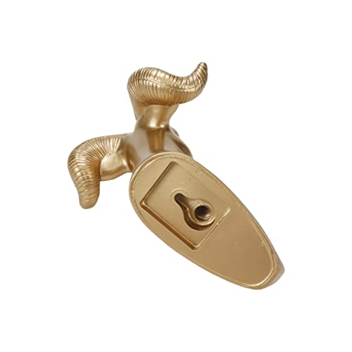 Curqia Animal Shaped Coat Hook Gold Decorative Wall Hook Wildlife Collection Hook Goat Head Hanger for Coat/Clothes/Keys/Towels, 2 Set