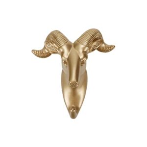 Curqia Animal Shaped Coat Hook Gold Decorative Wall Hook Wildlife Collection Hook Goat Head Hanger for Coat/Clothes/Keys/Towels, 2 Set