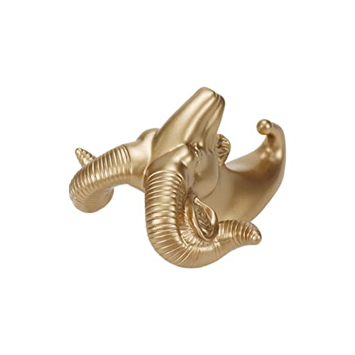 Curqia Animal Shaped Coat Hook Gold Decorative Wall Hook Wildlife Collection Hook Goat Head Hanger for Coat/Clothes/Keys/Towels, 2 Set