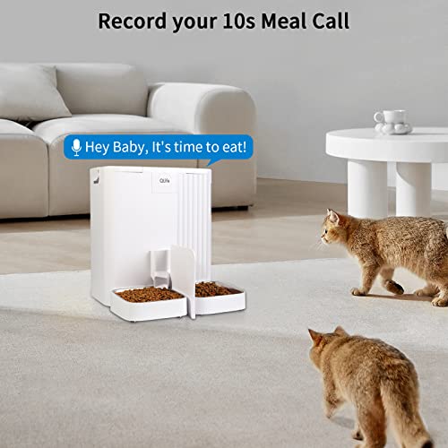 QLIFE Automatic Cat Dog Feeder: Dry Food Dispenser for Dog, Auto Pet Feeder, Portion Control Automatic Dog Feeder (White Regular, 6L)