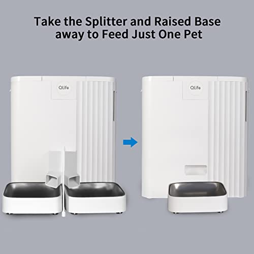 QLIFE Automatic Cat Dog Feeder: Dry Food Dispenser for Dog, Auto Pet Feeder, Portion Control Automatic Dog Feeder (White Regular, 6L)