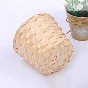 Ciieeo Seagrass Planter Basket 6pcs Mini Woven Baskets Decorative Basket for Party Tabletop DIY Craft Household Bamboo Sundries Basket Without Handles (8.5X8.5CM) Rattan Flower Basket