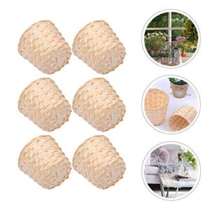 Ciieeo Seagrass Planter Basket 6pcs Mini Woven Baskets Decorative Basket for Party Tabletop DIY Craft Household Bamboo Sundries Basket Without Handles (8.5X8.5CM) Rattan Flower Basket