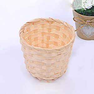 Ciieeo Seagrass Planter Basket 6pcs Mini Woven Baskets Decorative Basket for Party Tabletop DIY Craft Household Bamboo Sundries Basket Without Handles (8.5X8.5CM) Rattan Flower Basket