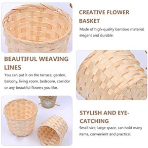 Ciieeo Seagrass Planter Basket 6pcs Mini Woven Baskets Decorative Basket for Party Tabletop DIY Craft Household Bamboo Sundries Basket Without Handles (8.5X8.5CM) Rattan Flower Basket