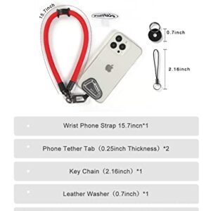 project-cb Hand Wrist Phone Strap,Phone Lanyard Patch ×2,Cell Phone Case Holder,Wristlet Strap for Key,AirPods,Camera (Black, 15.7inch)