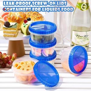 Yinkin 30 Pack Plastic Freezer Containers for Food Storage, Twist Top Food Soup Storage Containers with Lids, Stackable, Reusable, Leakproof, Airtight, Stackable, Microwave Safe (Blue)