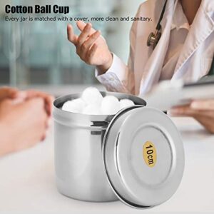 LIZEALUCKY Stainless Steel Cotton Ball Cup Cotton Swab Jar Container Dispenser Medicine Bottle with Metal Lid for Cotton Ball Swabs, Cotton Round Pads, Floss Storage