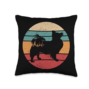 papillon dog - shop for papillon owners papillon dog-sunset vintage retro style throw pillow, 16x16, multicolor