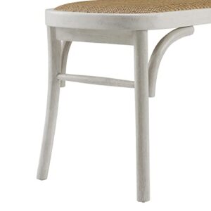 Linon White Bentwood Natural Woven Rattan Seat Hank Bench, White & Natural