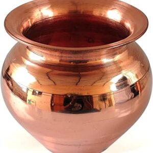 Copper Kalash Lota Pot, Puja Wedding Purpose Temple, Home and Perfect for gift.Capacity 500 ML,100% Pure Copper Vessel Lota Kalash, (Size in inches 4 x 4.2 x 4)1 Pc