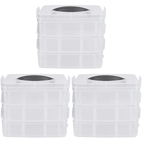 Beaupretty 3pcs318 Diy Embroidery Containers White Compartment Accessories, Divider Lids Small for Layers Case, Bins Inch Polish- X Tapes, Organizer Stackable Tools and Handle Case