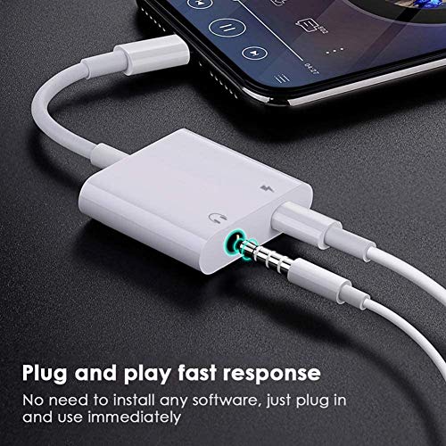 [Apple MFi Certified] iPhone Headphone Adapter, 2 Pack 2 in 1 Lightning to 3.5mm Aux Audio and Charge Jack Adapter Splitter Dongle for iPhone 14 13 12 11 Pro Max XS XR X 8 7 6 iPad, Support iOS 16