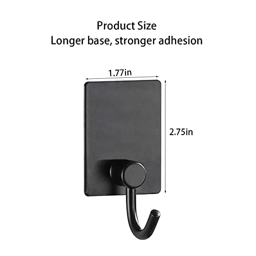 Black Adhesive Wall Hooks 4 Pack,HOWMAX No Damage Hanging Self Adhesive Hooks for Hanging Coats,Hats,Towels, Robes,Keys,Clothes for Home,Office, Kitchen,Bathroom,Apartment,Dorm Room (4, Matte Black)