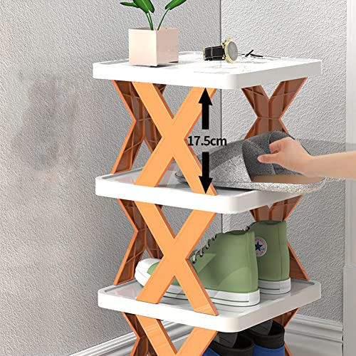 CUSNESTAL Stackable Shoe Rack for Closet, Shoe Organizer Storage for Entryway, Free Combination Shoe Cabinet for Home, 4-tie, Blue