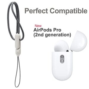 MOLESS Lanyard Compatible with AirPods Pro 2, Anti-Drop Accessories Lanyards for Apple Airpods Pro 2nd Generation 2022, Multifunctional Soft Braided Cord As Wrist Loop Or Attaching Strap (Gray)