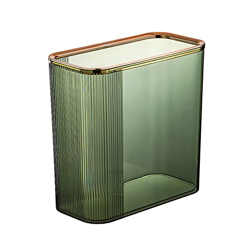 Aiabaleaft Transparent Trash can Wastebasket, Bathroom Trash Can with Lid, 3.5 Gallon Kithen Garbage Can for Bathroom, Bedroom, Kitchen, Office, Craft Room (Transparently Green Without Cover)