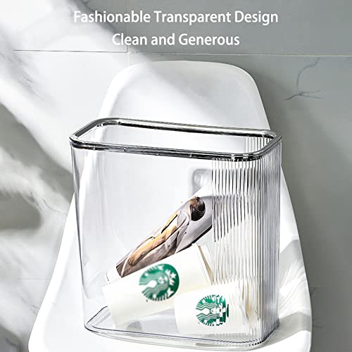 Aiabaleaft Transparent Trash can Wastebasket, Bathroom Trash Can with Lid, 3.5 Gallon Kithen Garbage Can for Bathroom, Bedroom, Kitchen, Office, Craft Room (Transparently Green Without Cover)