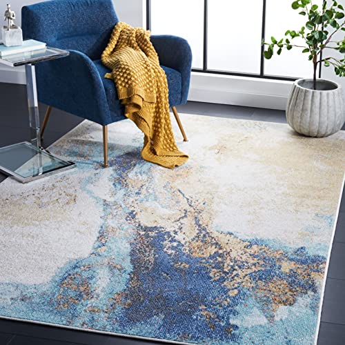 Safavieh Phoenix Collection Area Rug - 8' x 10', Blue, Modern Abstract Design, Non-Shedding & Easy Care, Ideal for High Traffic Areas in Living Room, Bedroom (PHX533M)