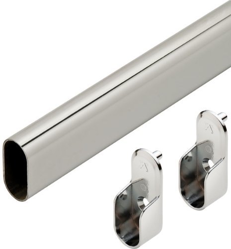 Oval Closet Rod with End Supports (CHROME - 30 inch)