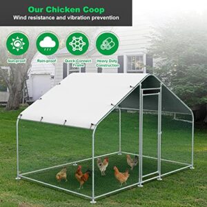 Unovivy Large Metal Chicken Coop, Walk-in Poultry Cage Chicken Run Pen Dog Kennel Duck House Rabbits Habitat Cage Spire Shaped Coops and Secure Lock for Outside, Backyard and Farm(10'Lx6.6'W x6.56'H)