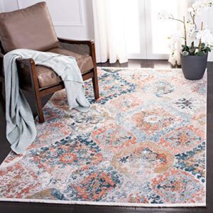 safavieh shivan collection area rug - 9' x 12', blue & rose, vintage design, non-shedding & easy care, ideal for high traffic areas in living room, bedroom (shv787m)