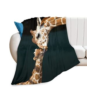 hugdiy giraffe fleece throw blanket 43"x56", soft cozy blanket, lightweight fuzzy fluffy plush blanket for bed sofa travel